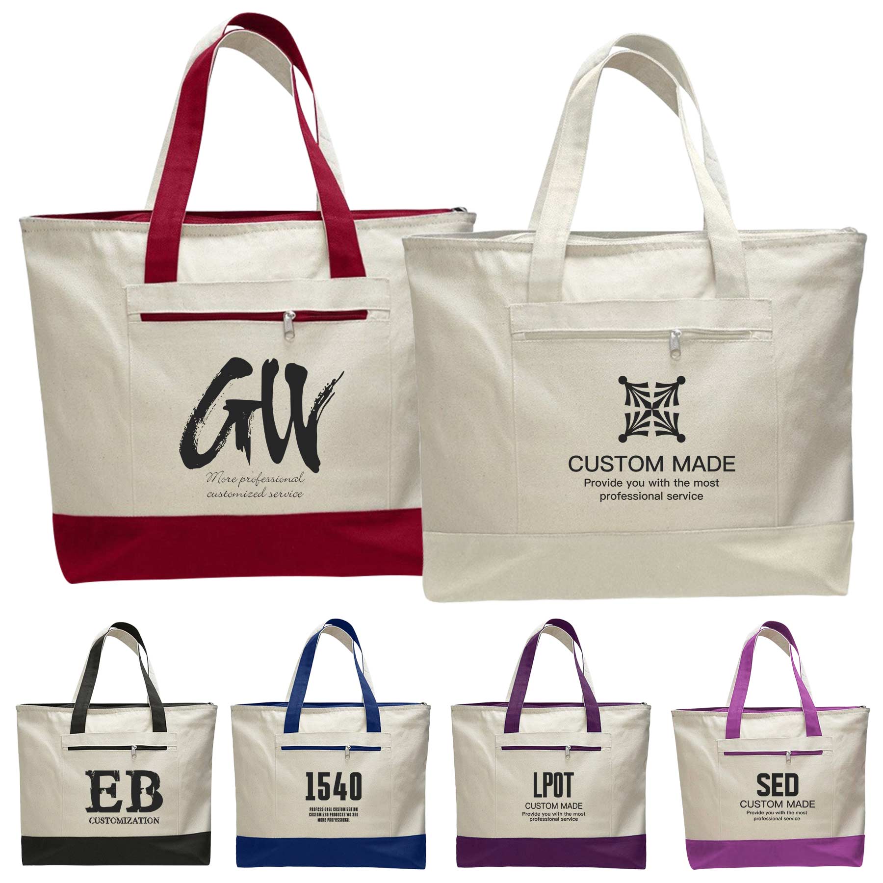 Large-capacity Canvas Bag with Zipper